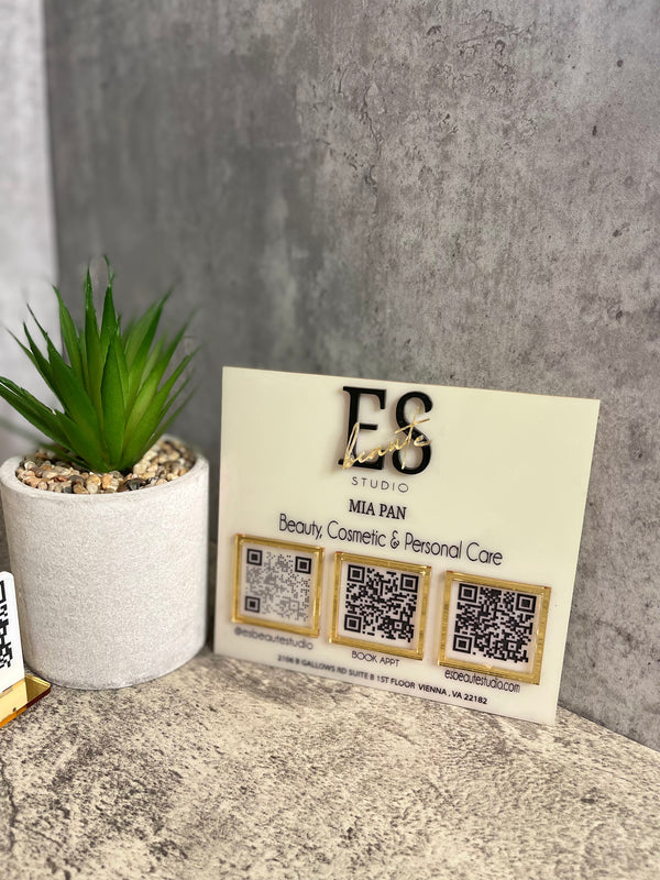 Business wall plaque with three business qr codes - Design Co. Studio 2
